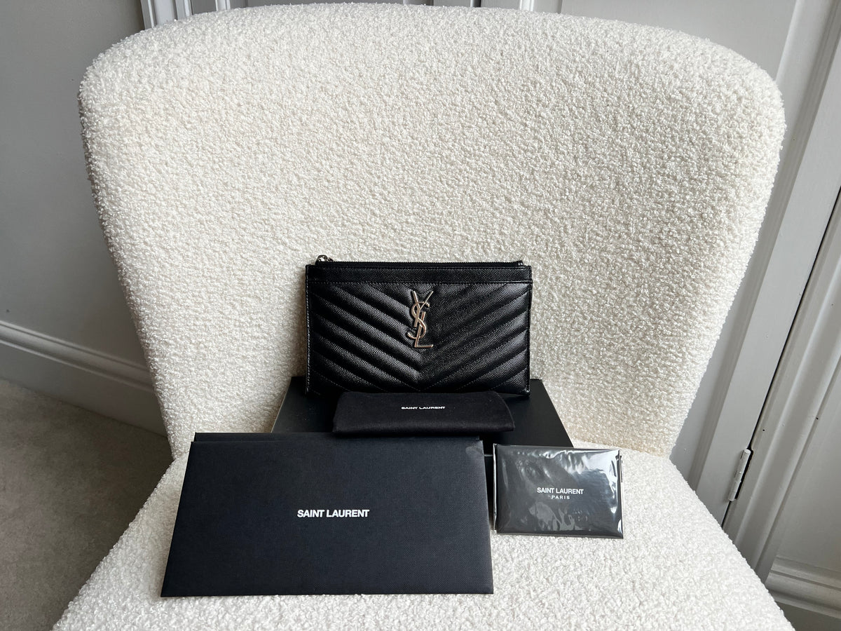 Yves Saint Laurent (YSL) Black Cassandra Zip Pouch (RRP £365 ...
