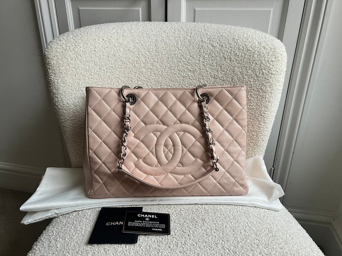 Chanel Light Pink Caviar Grand Shopper Tote with silver hardware (GST ...
